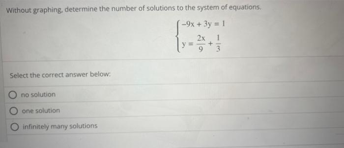 Solved Without graphing, determine the number of solutions | Chegg.com