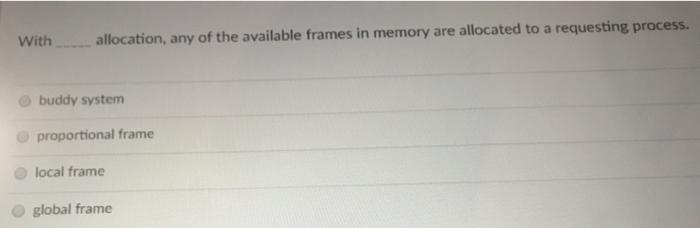 Solved With allocation, any of the available frames in | Chegg.com