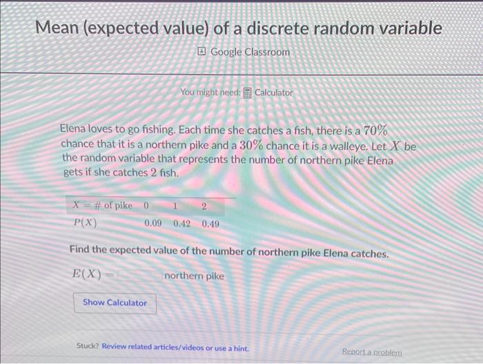 Solved Mean (expected value) of a discrete random variable | Chegg.com