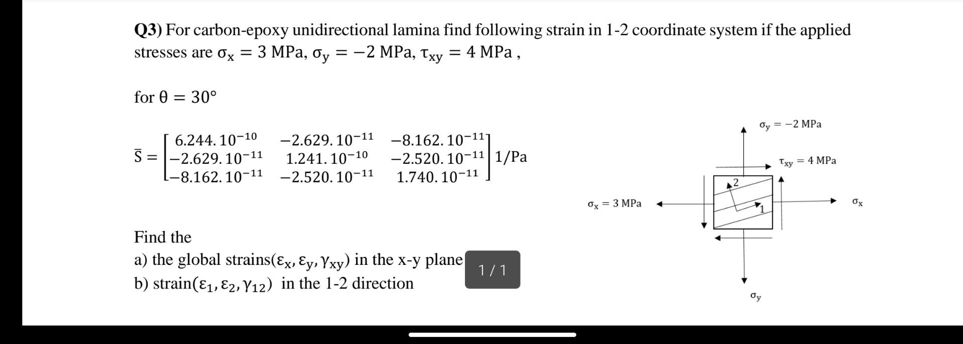 Solved For carbon-epoxy unidirectional lamina find following | Chegg.com