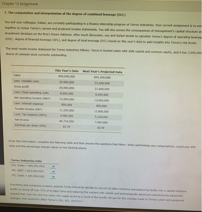 Solved Chapter 12 Assignment 7. The computation and | Chegg.com