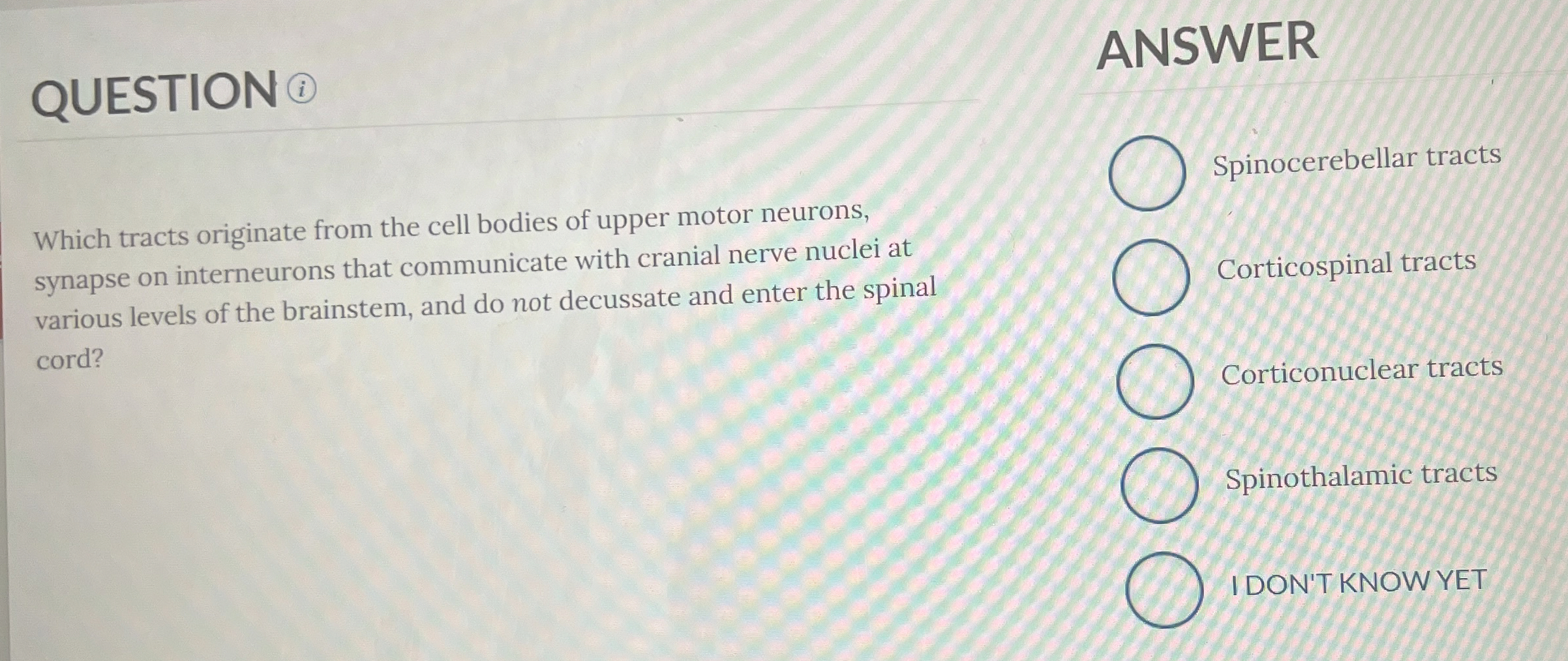 Solved QUESTION (i)ANSWERWhich tracts originate from the | Chegg.com
