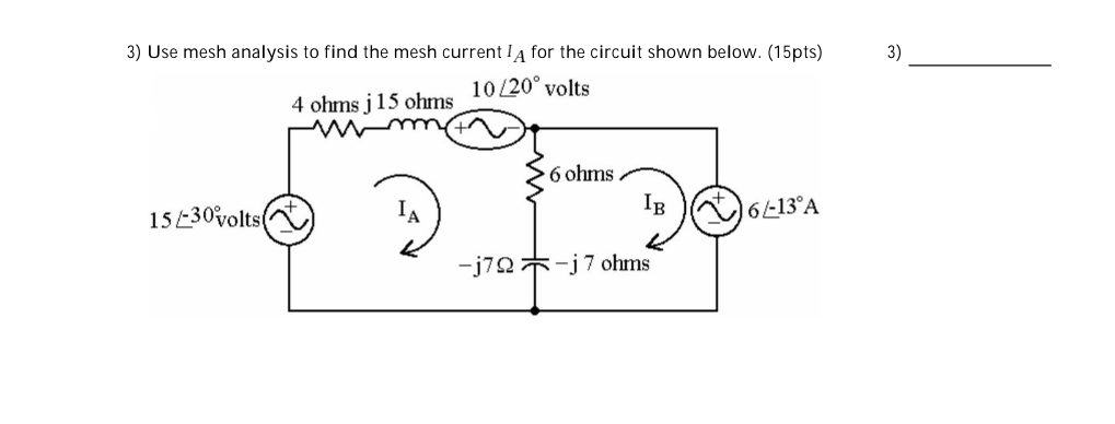 Solved Use mesh analysis to find the mesh current IA ﻿for | Chegg.com
