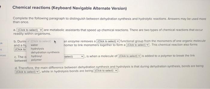 Solved Chemical reactions (Keyboard Navigable Alternate | Chegg.com