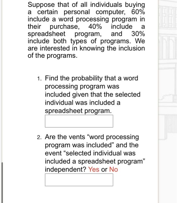 Solved Suppose that of all individuals buying a certain | Chegg.com