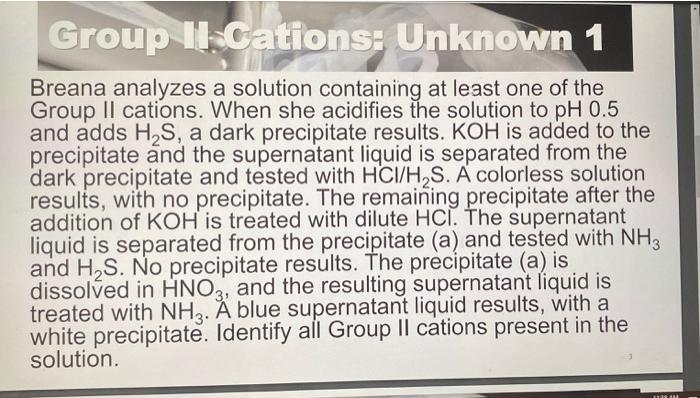 Solved Group I Cations: Unknown 1 Breana analyzes a solution | Chegg.com