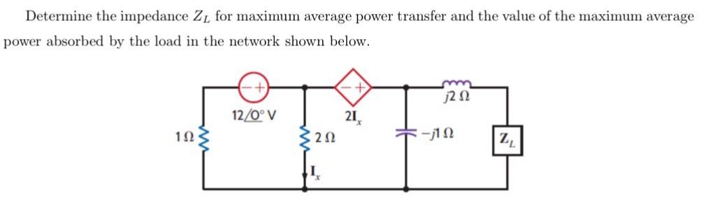 Solved Determine the impedance ZL ﻿for maximum average power | Chegg.com