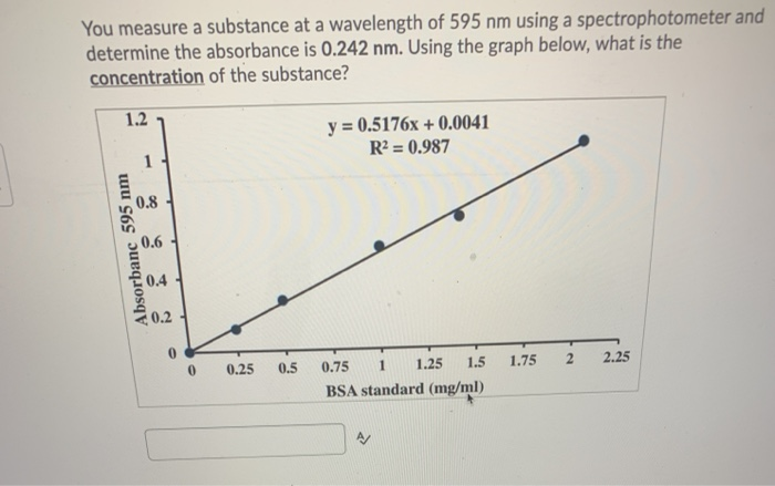 Solved You measure a substance at a wavelength of 595 nm | Chegg.com