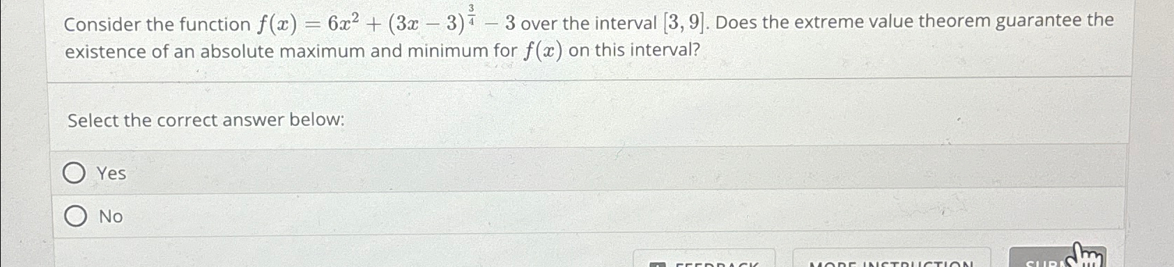 Solved Consider the function f(x)=6x2+(3x-3)34-3 ﻿over the | Chegg.com