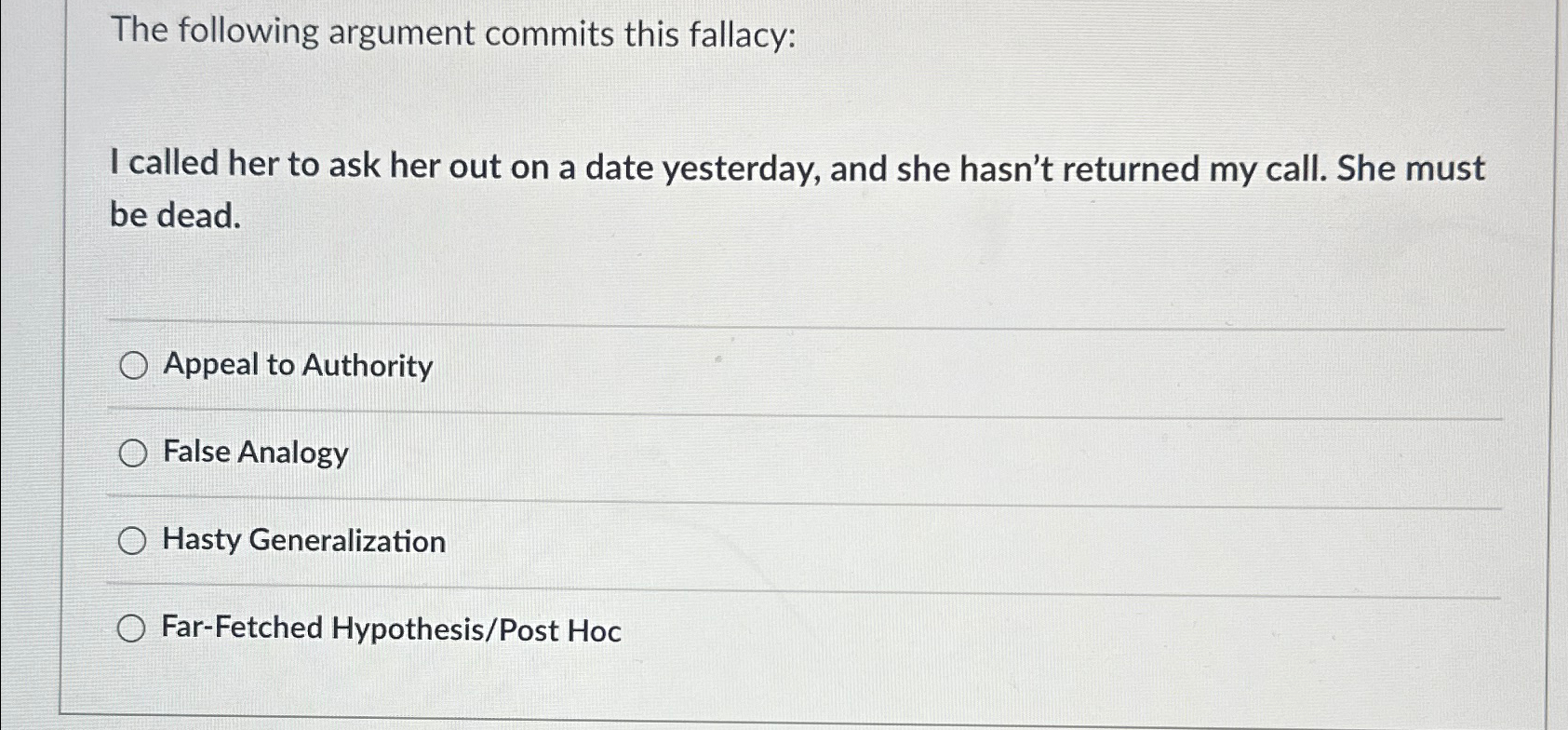 Solved The following argument commits this fallacy:I called | Chegg.com