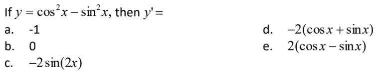 Solved If y=cos2x-sin2x, ﻿then | Chegg.com