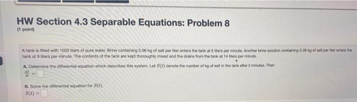 Solved Hw Section 4 3 Separable Equations Problem 8 11