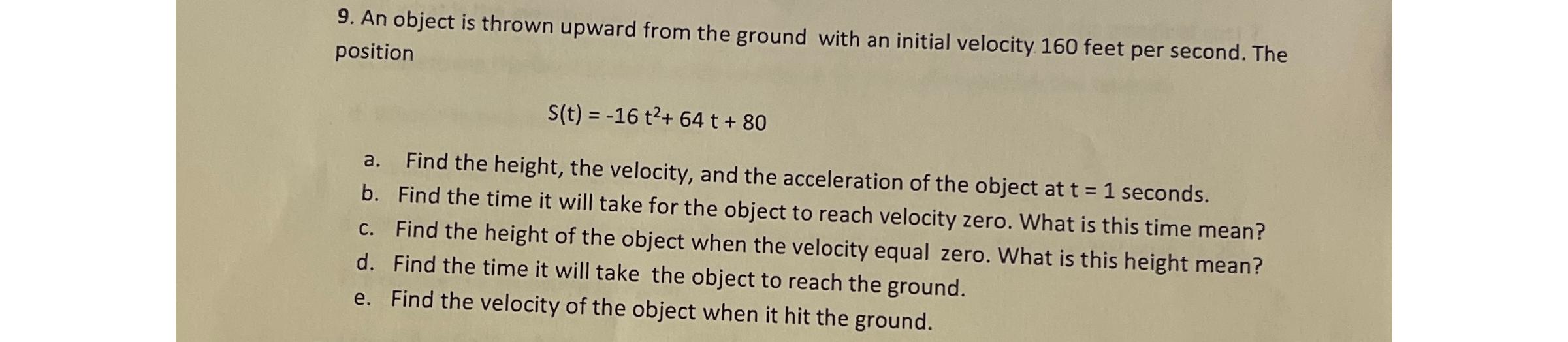 Solved Please show work/calculationsAn object is thrown | Chegg.com