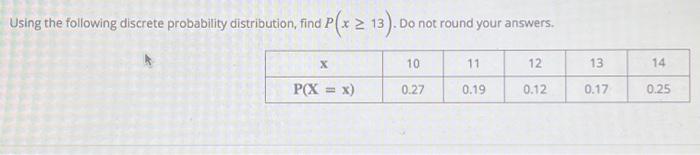 Solved Using the following discrete probability | Chegg.com