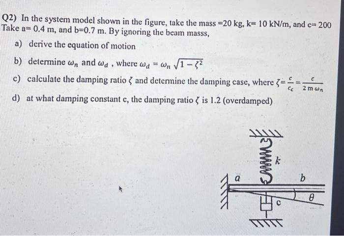 Solved Q2) In the system model shown in the figure, take the | Chegg.com