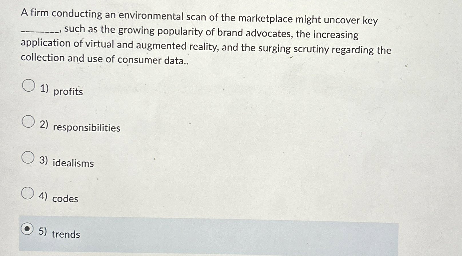 Solved A firm conducting an environmental scan of the | Chegg.com