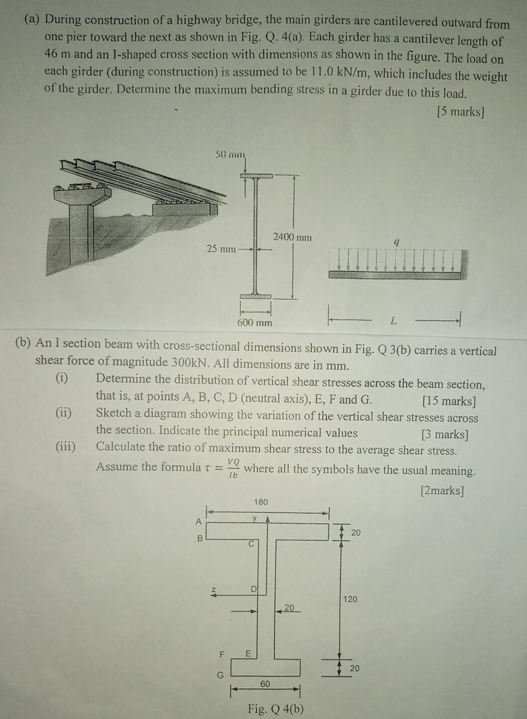 Solved a (a) During construction of a highway bridge, the | Chegg.com
