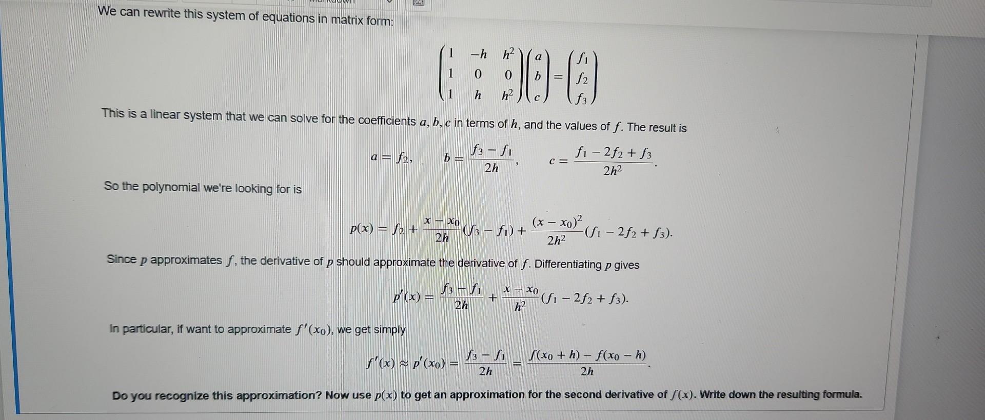 Solved Rolynomial interpolation and finite difference | Chegg.com