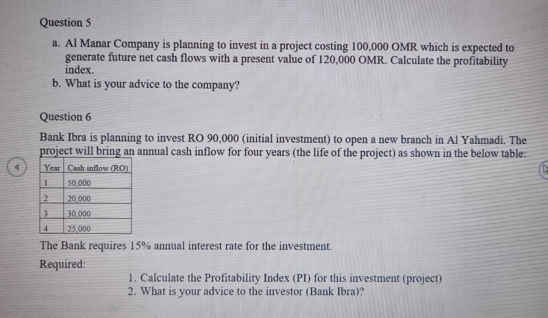 Solved a. Al Manar Company is planning to invest in a | Chegg.com