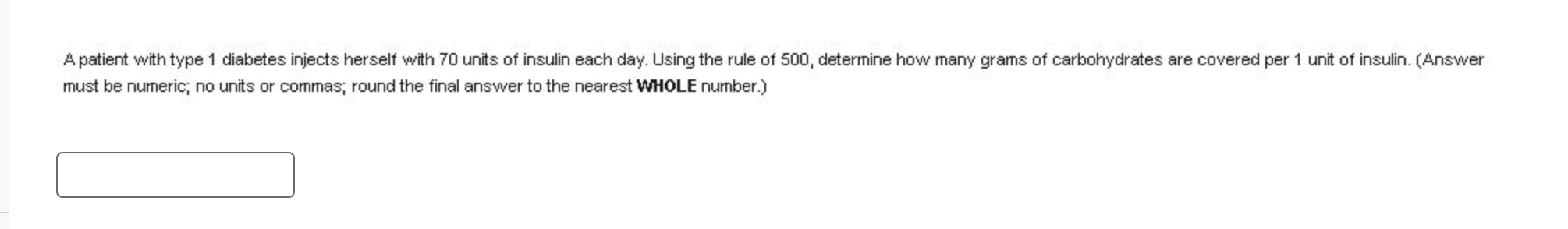 Solved must be numeric; no units or commas; round the final | Chegg.com
