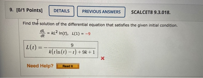 Solved 9. [0/1 Points] DETAILS PREVIOUS ANSWERS SCALCET8 | Chegg.com