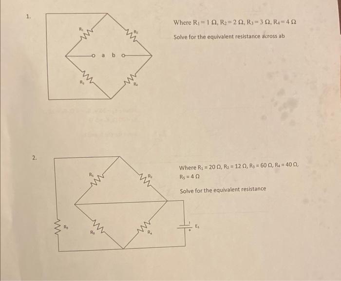 Solved Where R1=1Ω,R2=2Ω,R3=3Ω,R4=4Ω Solve for the | Chegg.com
