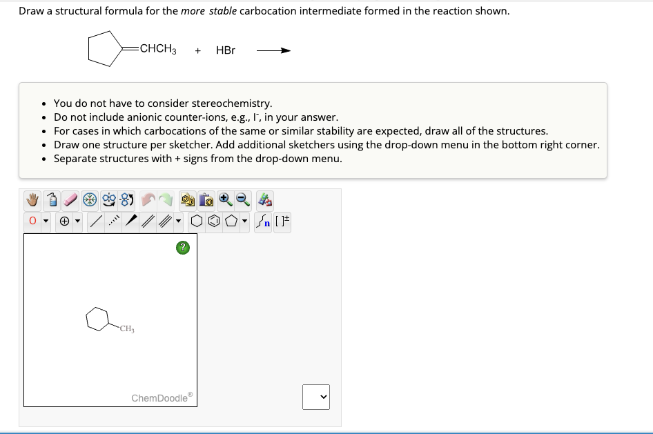Solved Draw a structural formula for the more stable | Chegg.com