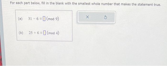 Solved For each part below, fill in the blank with the | Chegg.com