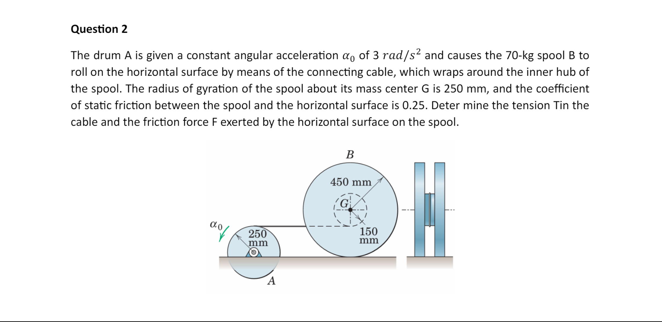 Solved Question 2The drum A is given a constant angular | Chegg.com