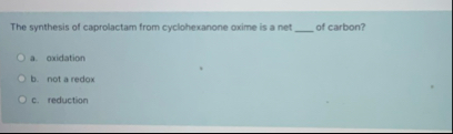 Solved The synthesis of caprolactam from cyclohexanone oxime | Chegg.com
