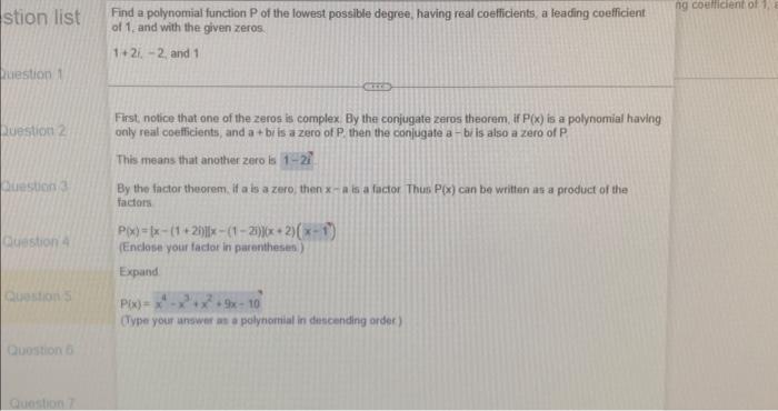 Solved Find a polynomial function P of the lowest possible | Chegg.com