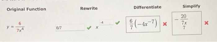 Solved Rewrite Original Function Differentiate Simplify 20 X | Chegg.com