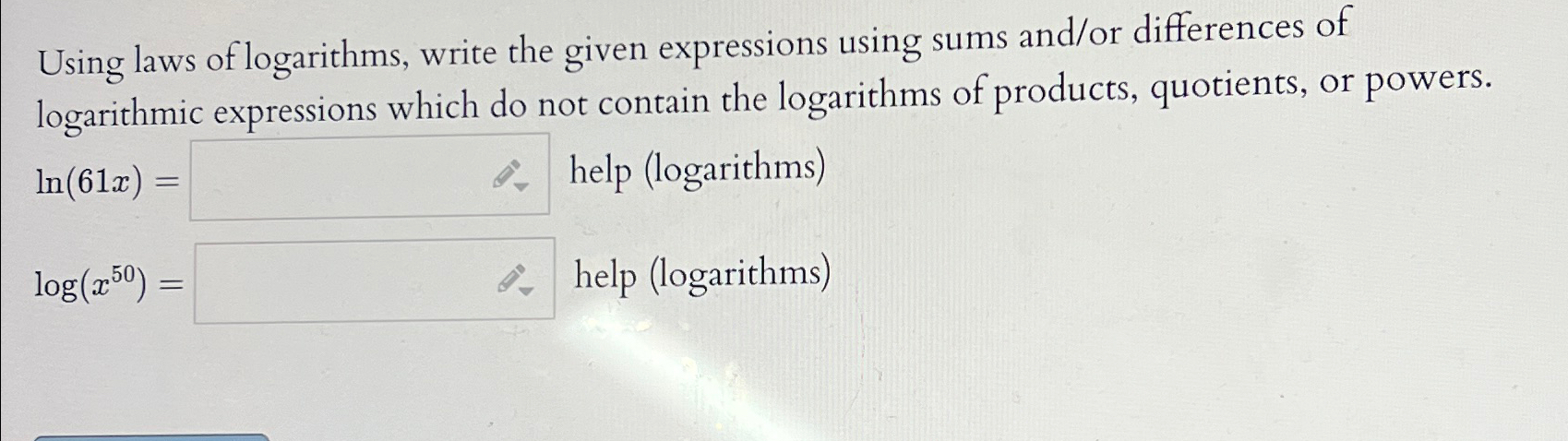 Solved Using laws of logarithms, write the given expressions | Chegg.com