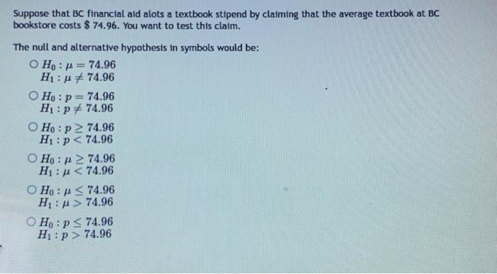 Solved Suppose that BC financial aid alots a textbook | Chegg.com