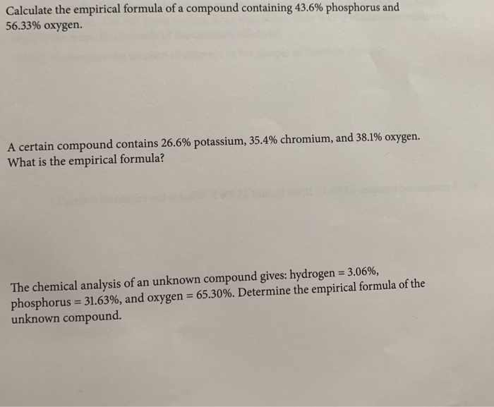 Solved Calculate the empirical formula of a compound | Chegg.com