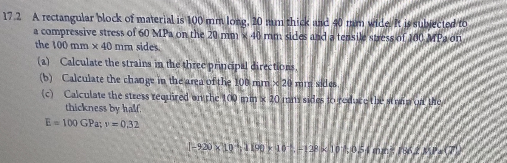 Solved 17.2 ﻿A rectangular block of material is 100mm ﻿long, | Chegg.com