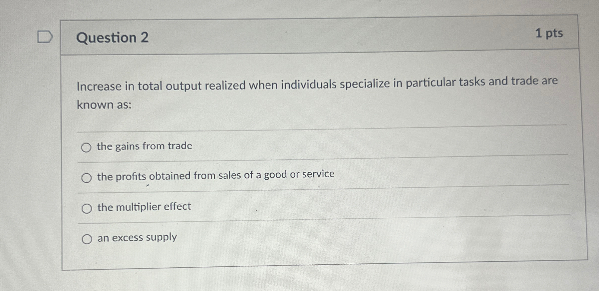 Solved Question 21 ﻿ptsIncrease in total output realized | Chegg.com