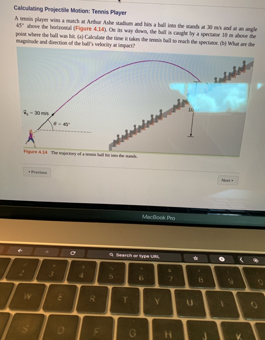 Solved Calculating Projectile Motion: Tennis Player A tennis | Chegg.com