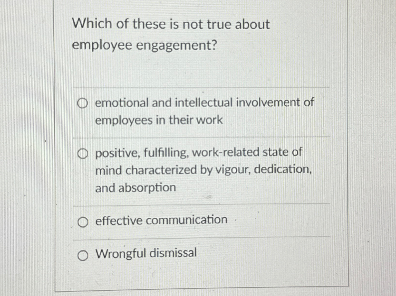 Solved Which of these is not true about employee | Chegg.com