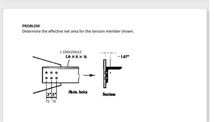 Solved PROBLEM Determine the effective net area for the | Chegg.com