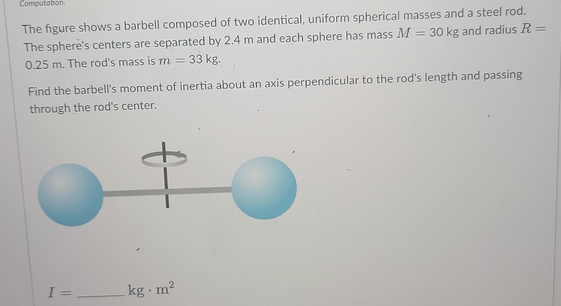Solved The figure shows a barbell composed of two identical, | Chegg.com