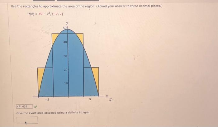 Solved Use the rectangles to approximate the area of the | Chegg.com