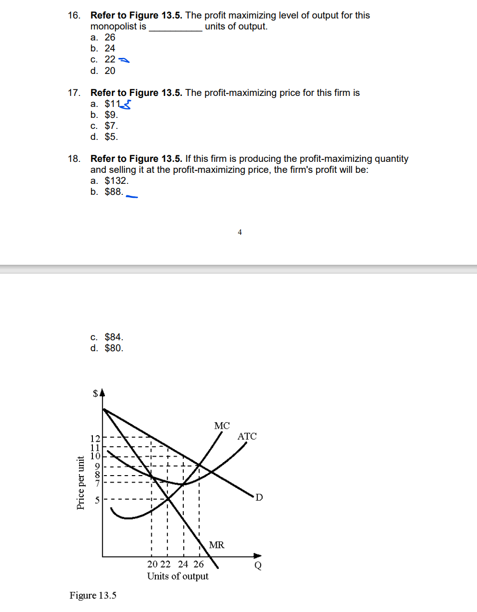 Solved Refer to Figure 13.5. ﻿The profit maximizing level of | Chegg.com