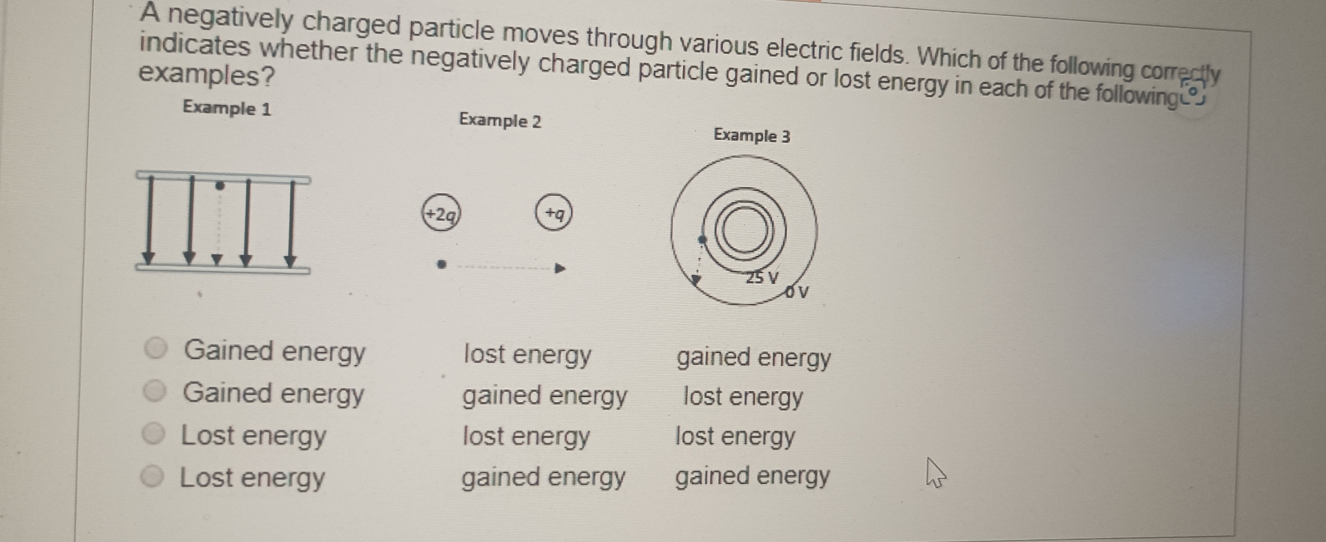 Solved A negatively charged particle moves through various | Chegg.com