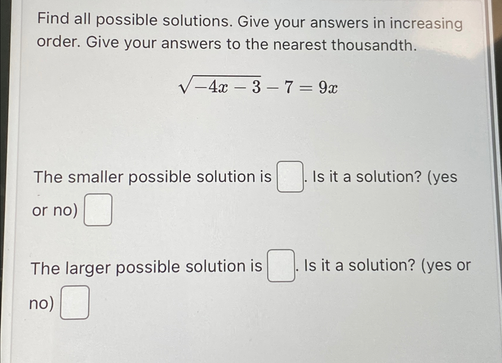 Solved Find all possible solutions. Give your answers in | Chegg.com
