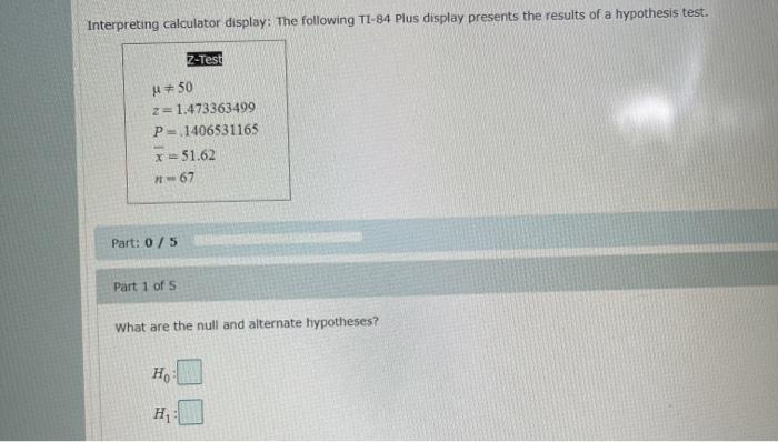 Solved Interpreting calculator display: The following TI-84 | Chegg.com