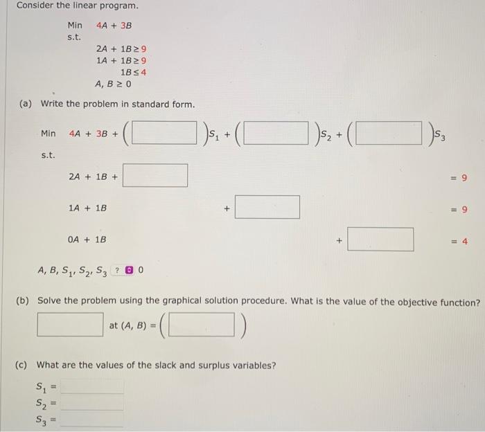 Consider the linear program. Min s.t. | Chegg.com