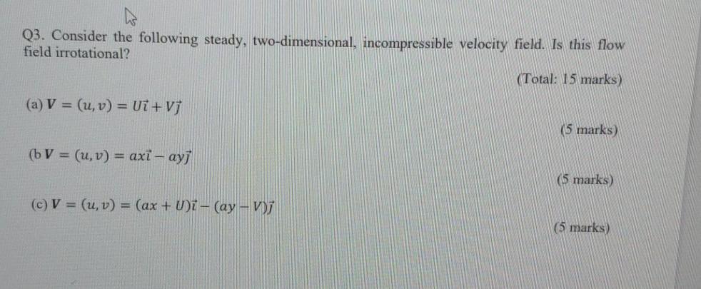 Solved Q3. Consider the following steady, two-dimensional, | Chegg.com