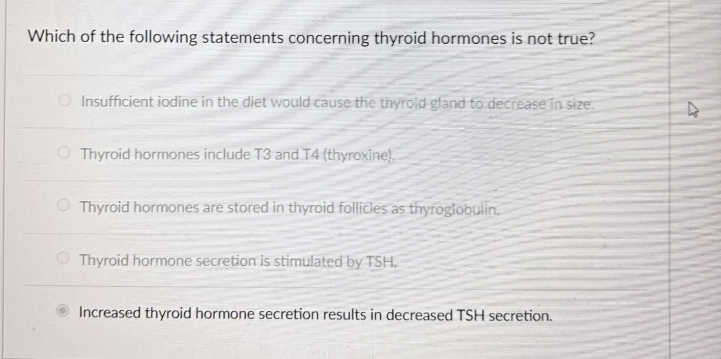 Solved Which of the following statements concerning thyroid | Chegg.com