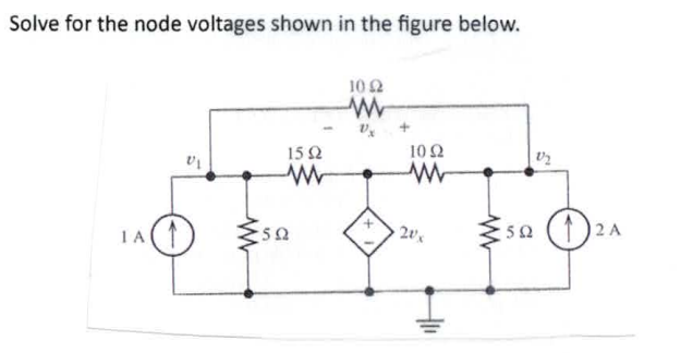 Solved Solve for the node voltages shown in the figure | Chegg.com